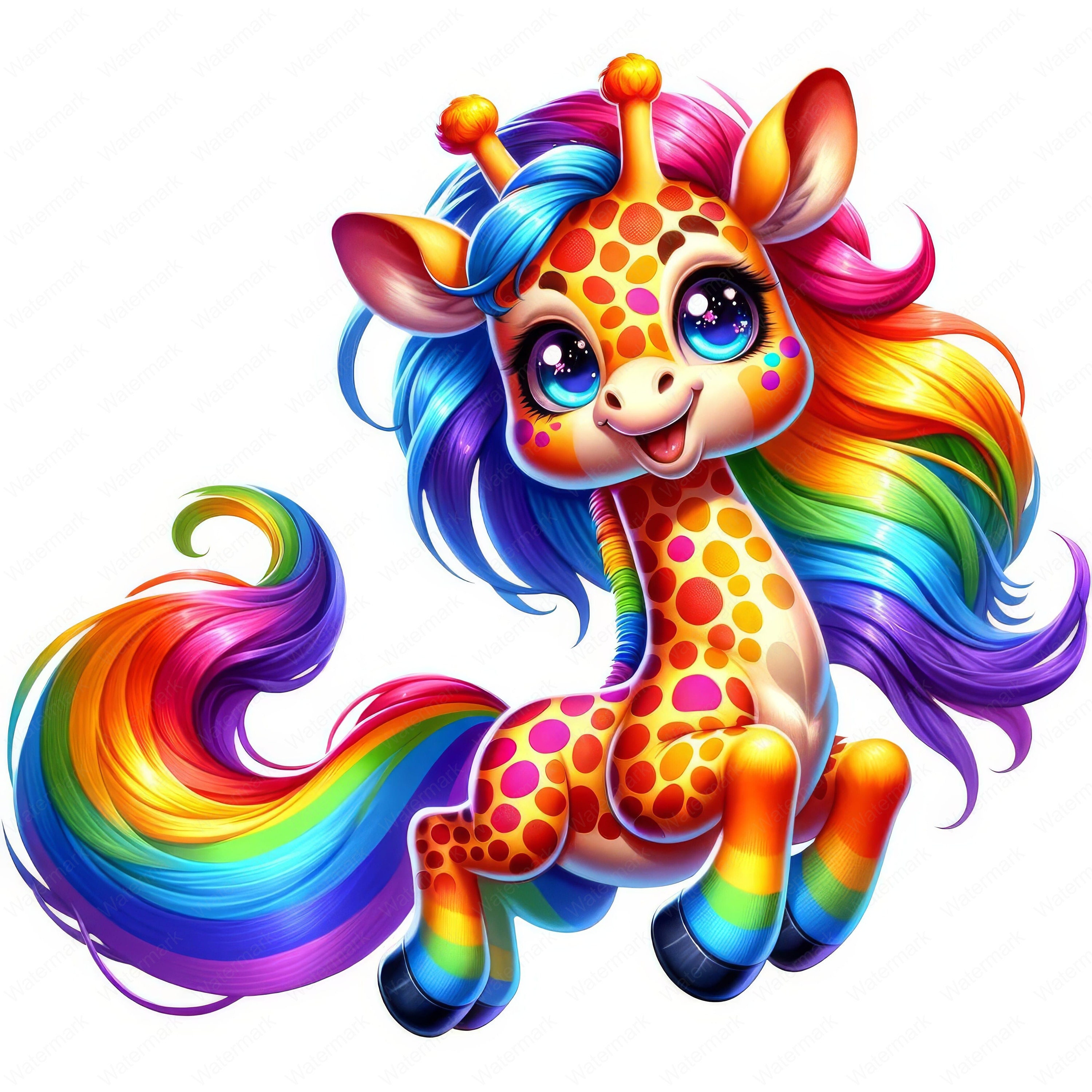 Rainbow Giraffe Clipart Bundle | Kids Art, Printables (digital Download ...