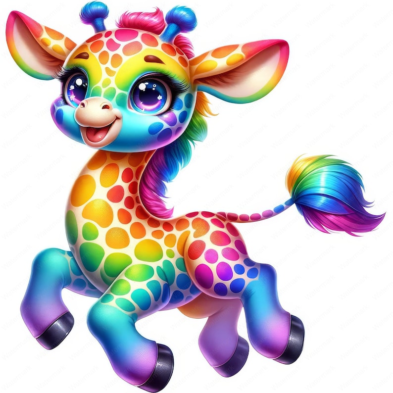 Rainbow Giraffe Clipart Bundle | Kids Art, Printables (digital Download ...