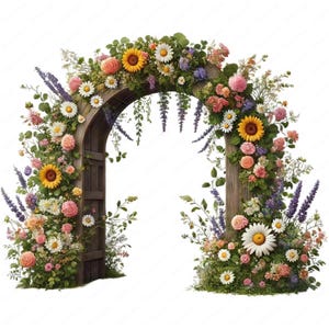 Floral Garden Arch Clipart: Flower Gate Art (digital Download) - Etsy