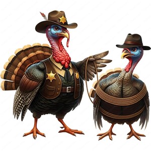 Cowboy Turkey Clipart | Western 3D Cartoon PNG Bundle | 10 Unique ...