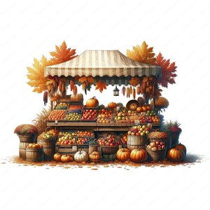 Fall Market Stall Clipart | Cozy Fall Market Stall Clipart Bundle | 10 ...