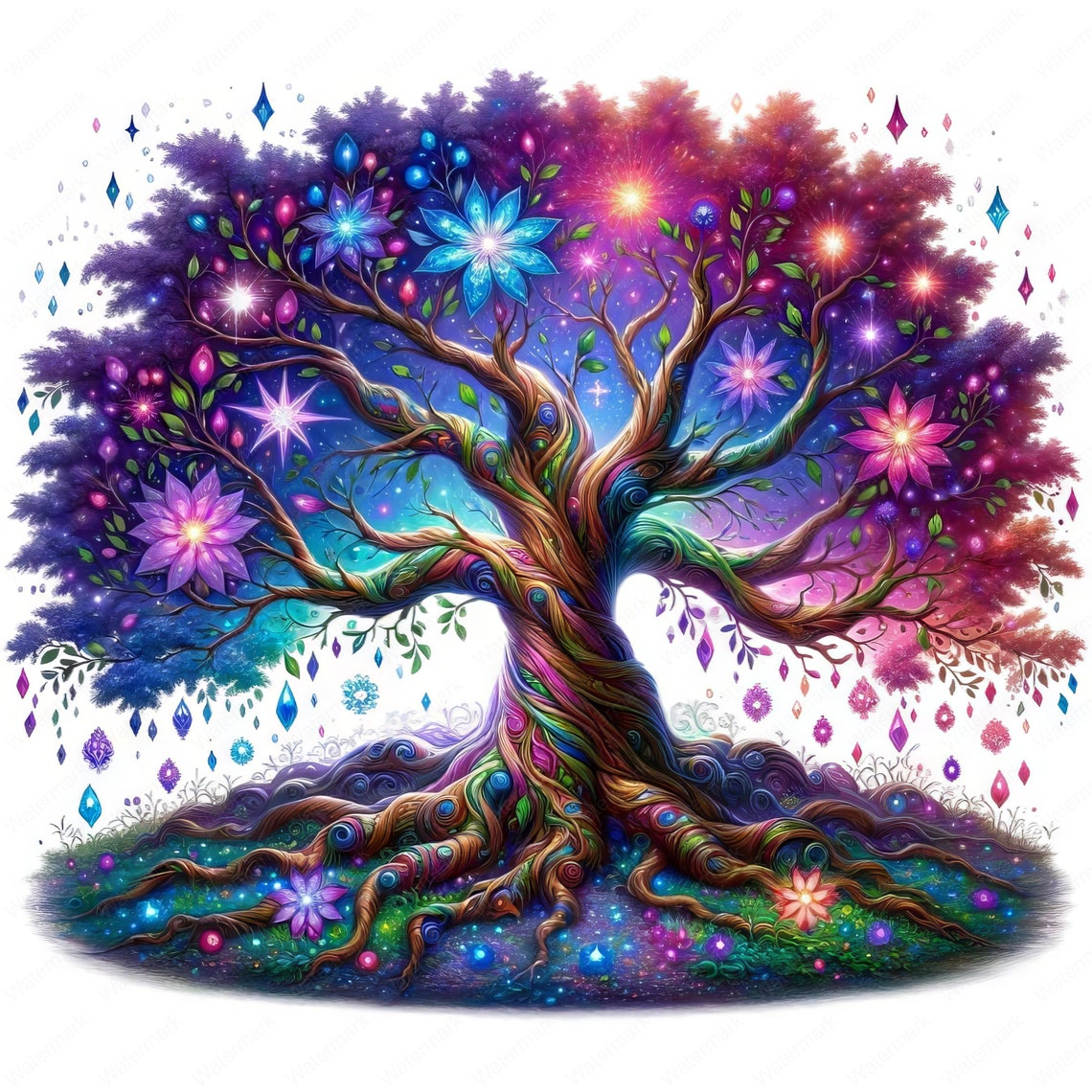 Enchanted Magic Tree Clipart Bundle: Fantasy Art Printables (digital ...