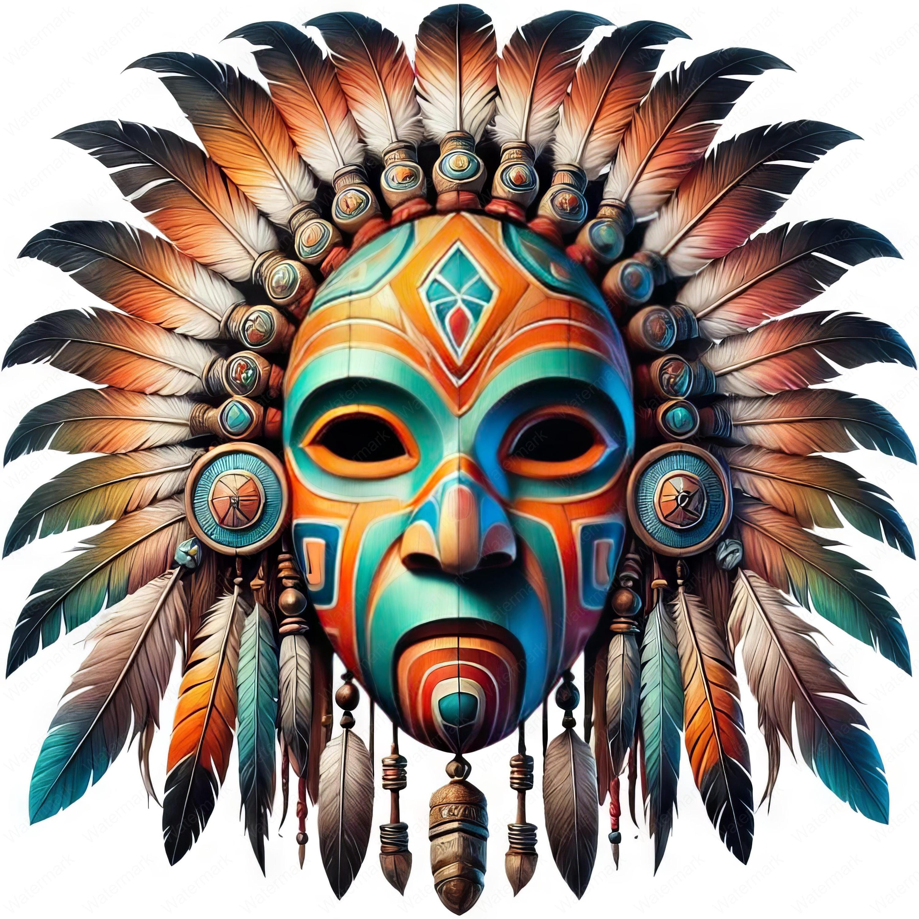 Tribal Mask Clipart: Vibrant Indigenous Art Designs (digital Download ...