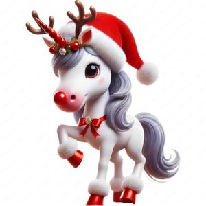 Christmas Unicorn Clipart Bundle: Holiday Art, Commercial Use (digital ...