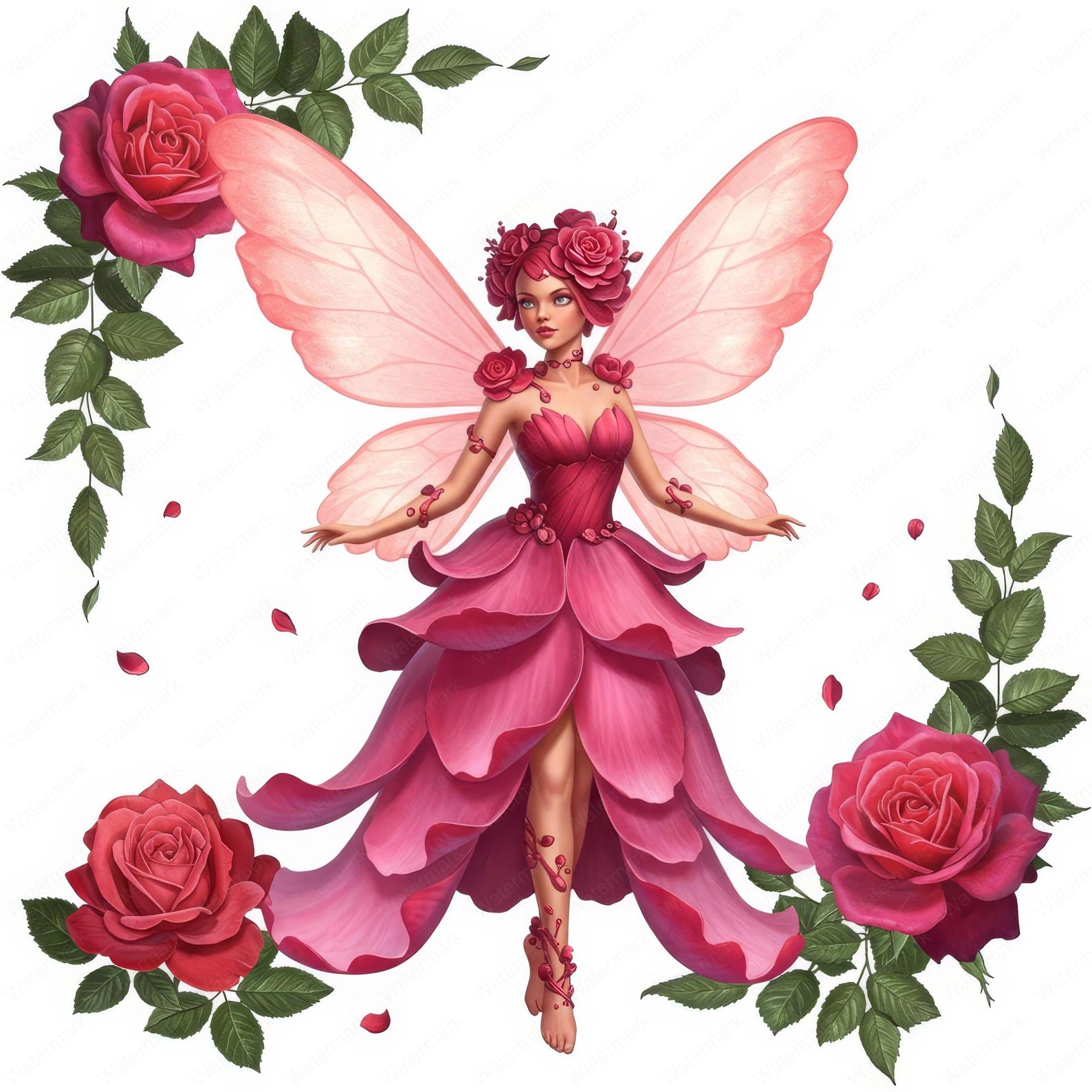 Clipart de Hada Rosa: Paquete PNG floral encantador (Descarga digital ...