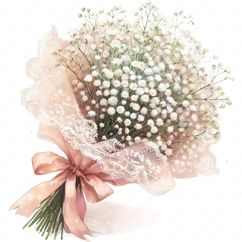 Baby Breath Bouquet Clipart: Floral Lace Design (digital Download) - Etsy