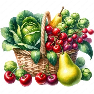 Fresh Produce Clipart Bundle: Farm Fruits & Vegetables (digital ...