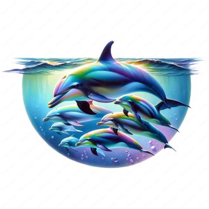 Playful Dolphin Family Clipart: Ocean Life Art (digital Download) - Etsy