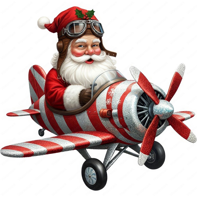 Santa Airplane Clipart: Holiday PNG Bundle (digital Download) - Etsy