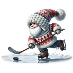 Hockey Gnome Clipart | Winter Gnome Ice Skating Clipart Bundle | 10 ...