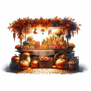 Fall Market Stall Clipart | Cozy Fall Market Stall Clipart Bundle | 10 ...