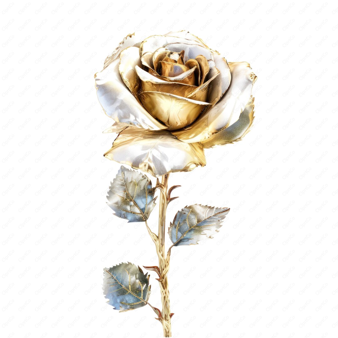 Golden Rose Clipart 20 High-quality Jpgs Wall Art Paper - Etsy