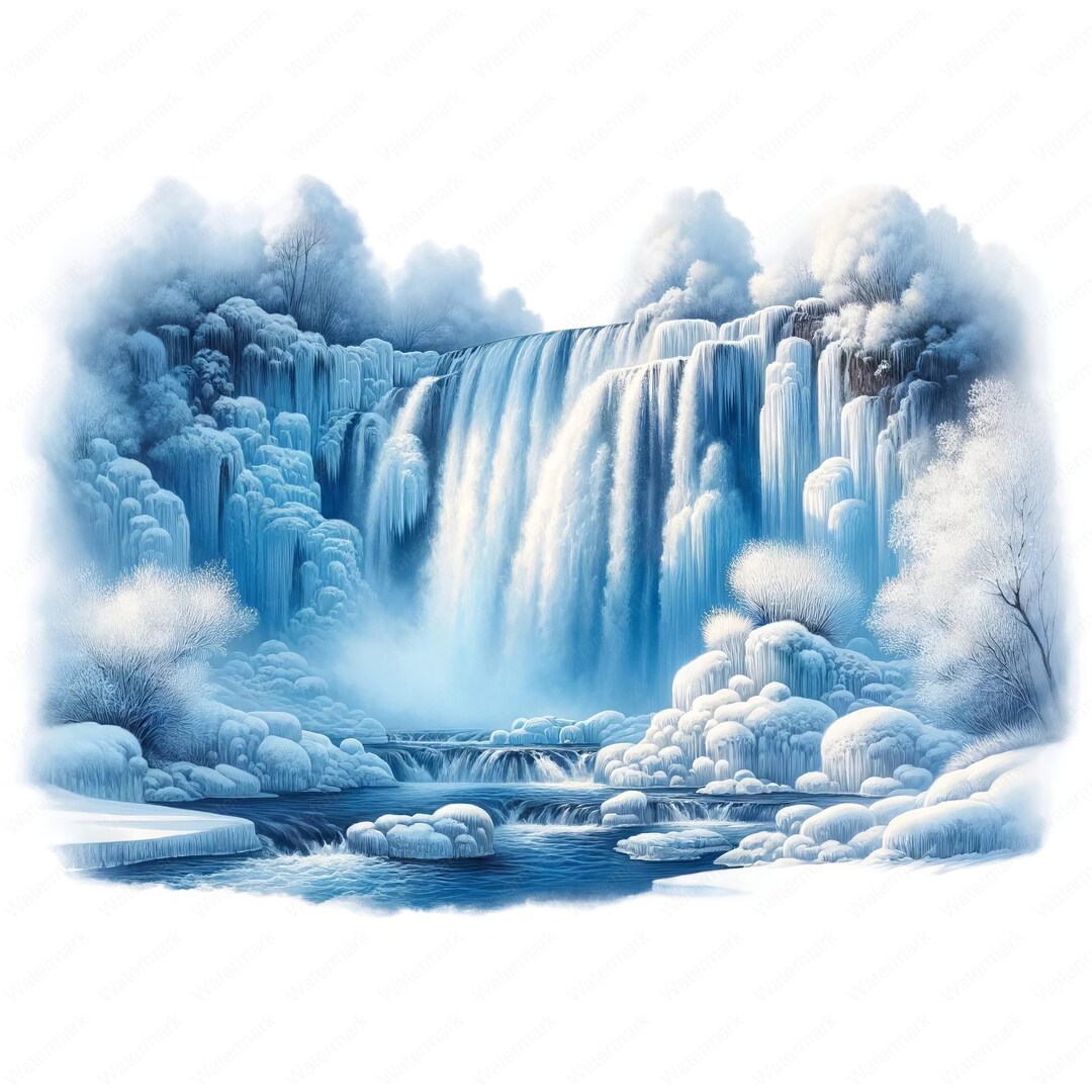 Winter Waterfall Clipart | Majestic Waterfall Clipart Bundle | 10 High ...