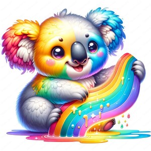 Rainbow Koala Clipart | Cute Rainbow Koala Clipart Bundle | 10 High ...