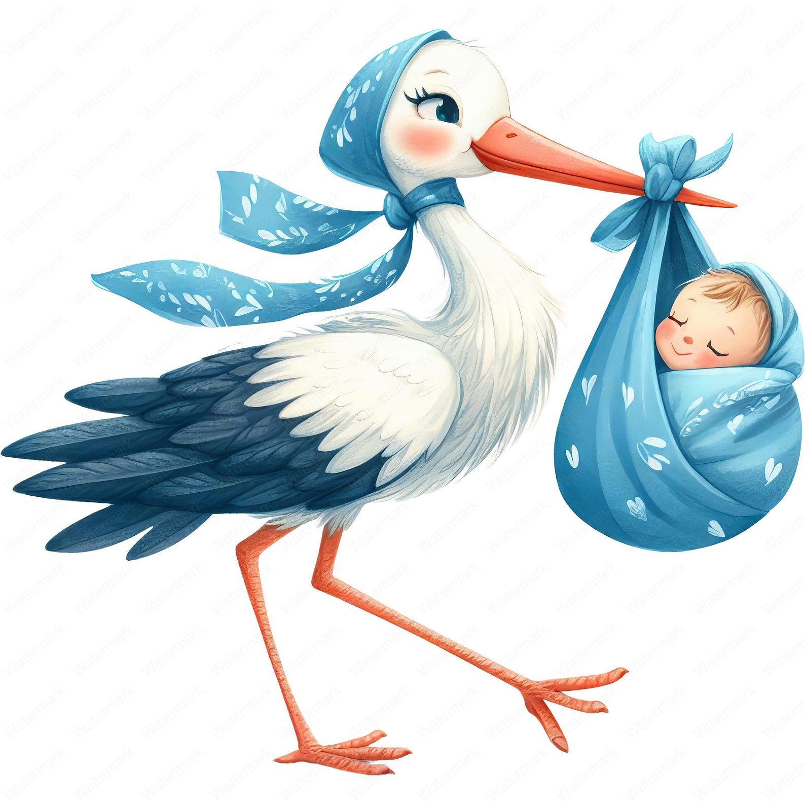 Stork Baby Boy Clipart Bundle | Baby Shower Art (digital Download) - Etsy