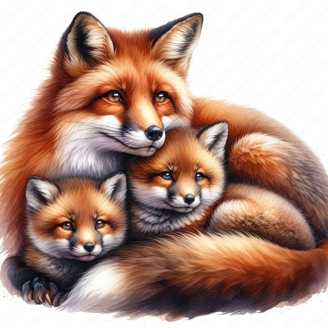 Fox Family Clipart Clipart Bundle 10 Heartwarming Images - Etsy