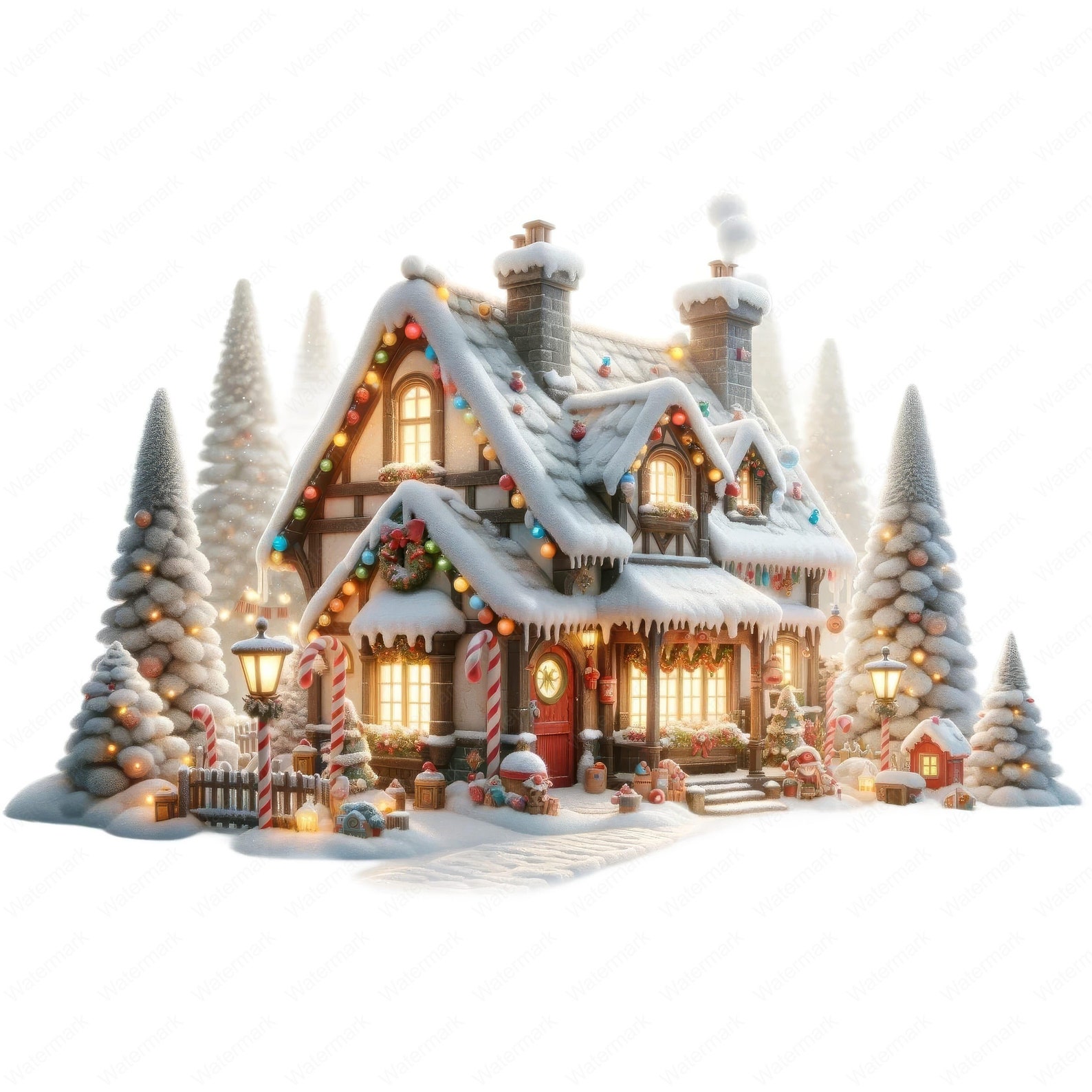 Santa House Christmas Clipart: Festive Designs (digital Download) - Etsy