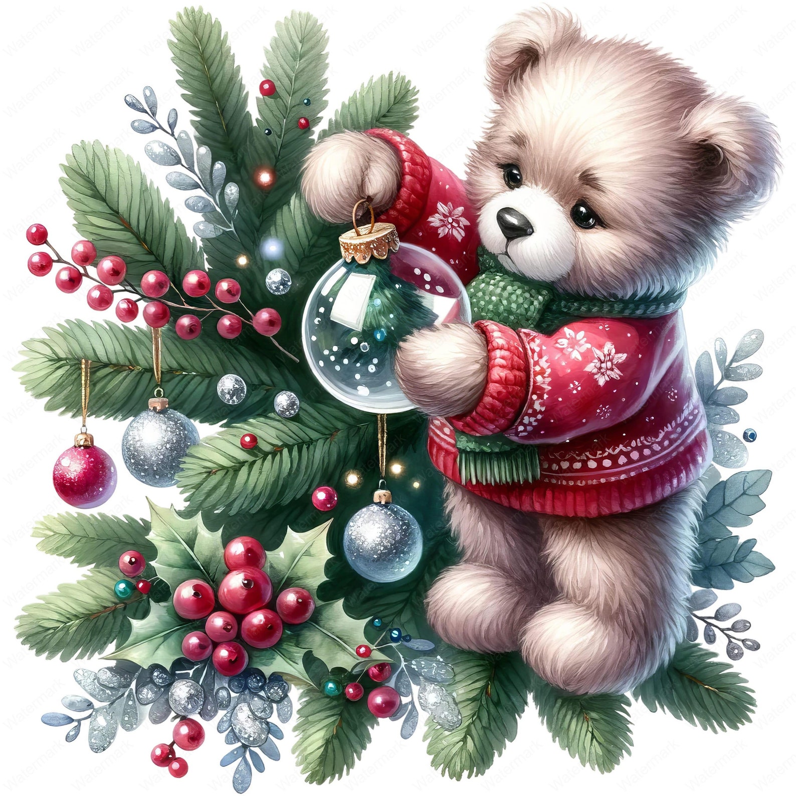 Teddy Bear Clipart Adorable Christmas Teddy Bear Clipart Bundle 10 High ...