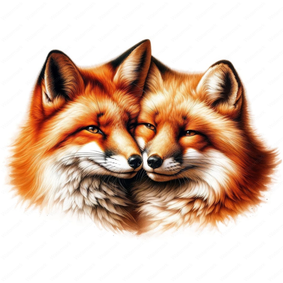 Fox Couple Clipart Enchanting Fox Couple Clipart Bundle 10 High-quality ...