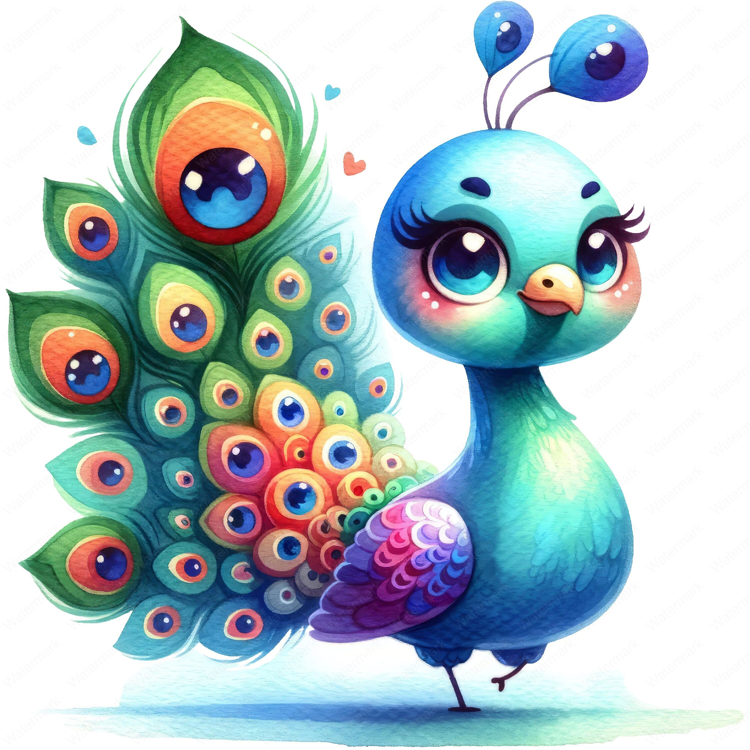 Clipart paon mignon | Adorable lot de cliparts paon | 10 modèles de ...