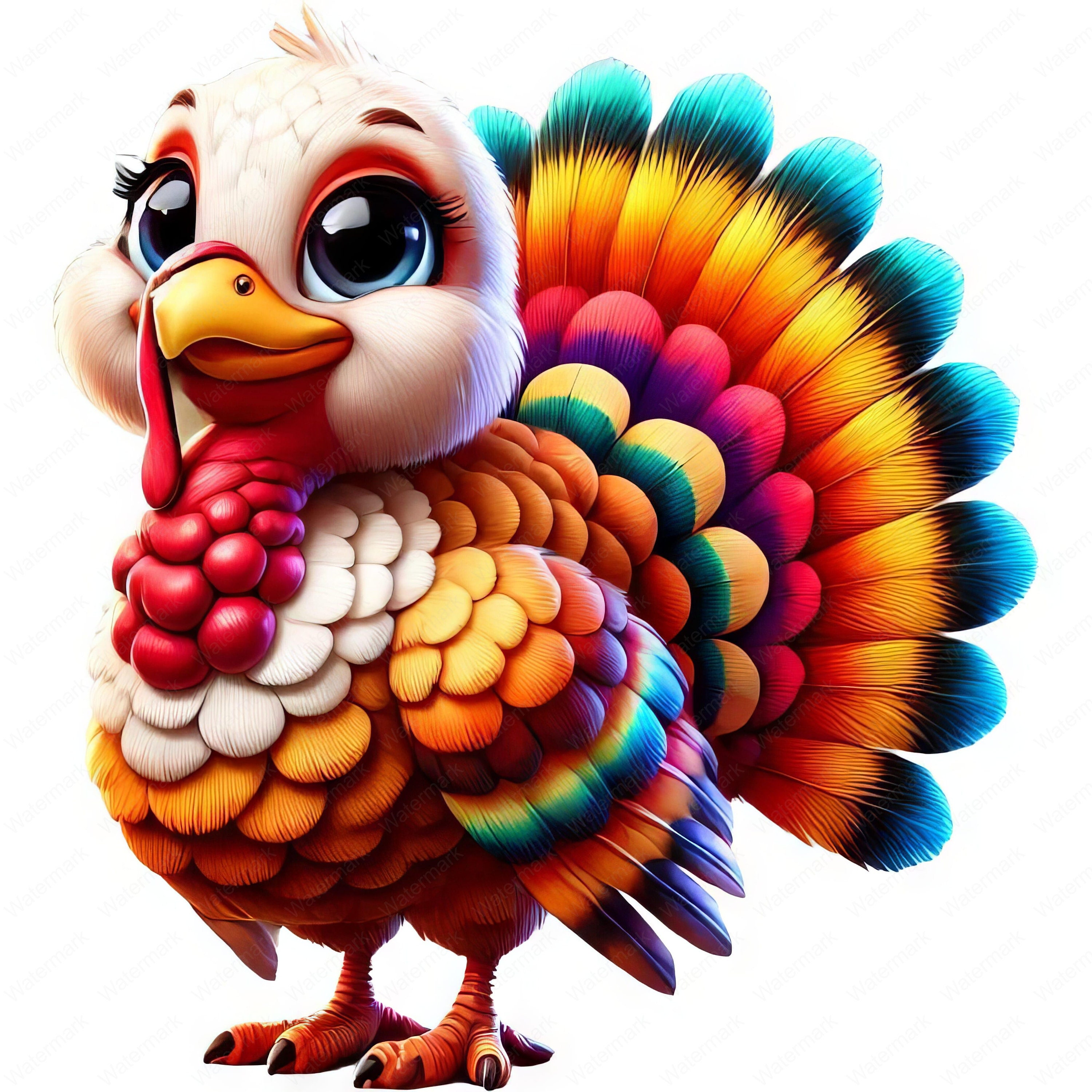 Cute Thanksgiving Turkey Clipart | High-quality Fall Designs (digital ...