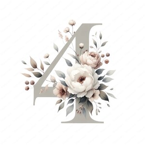 Elegant Floral Numbers Clipart | 10 High-quality PNG | Invitation ...