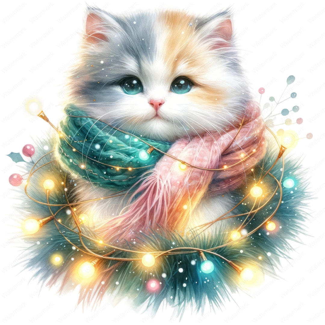 Christmas Cat Clipart Bundle: 10 Festive Holiday Designs (digital ...
