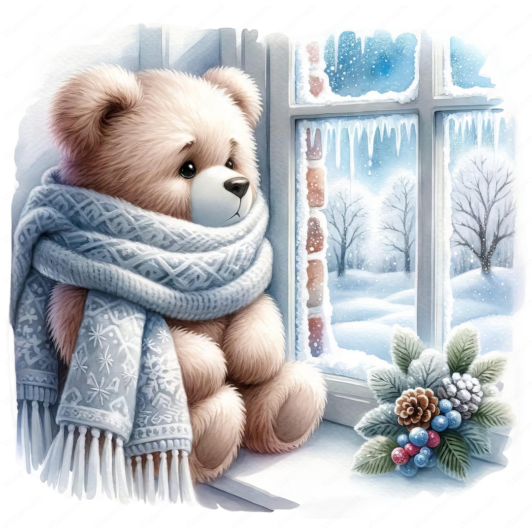 Cozy Teddy Bear Clipart | Warm Cozy Teddy Bear Clipart Bundle | 10 High ...