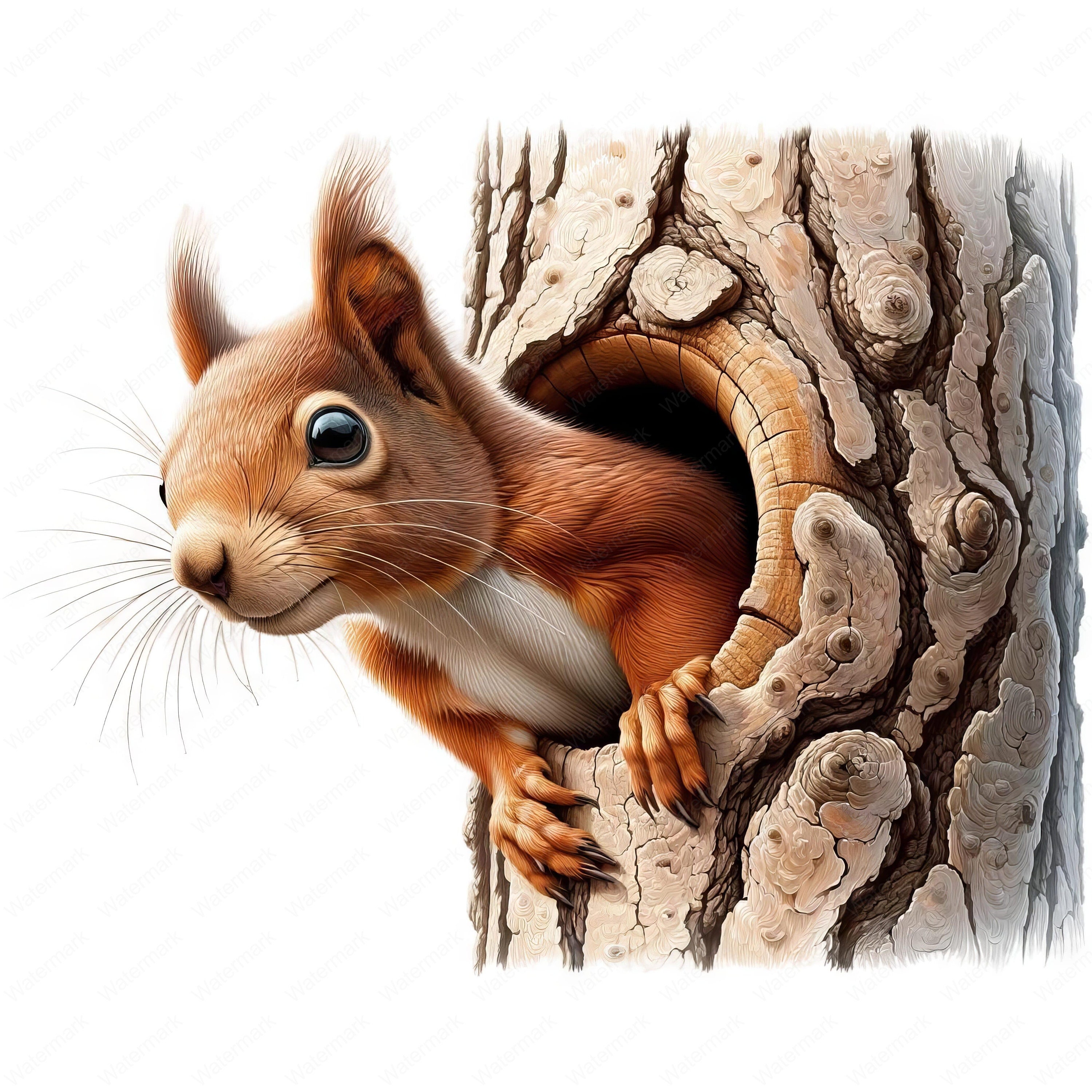 Realistic Squirrel Clipart Bundle: Forest Animal Art (digital Download ...