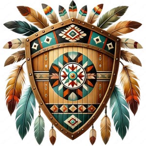 Native American Shield Clipart: Tribal Art Designs (digital Download ...