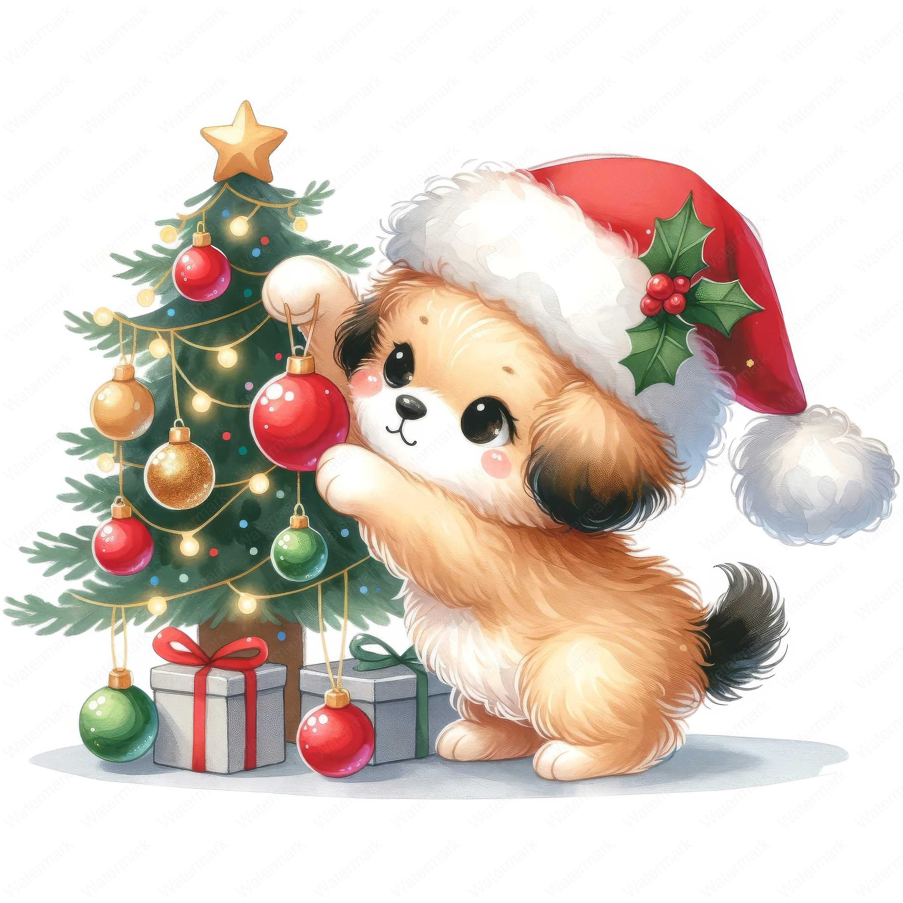 Christmas Dog Clipart Bundle: Festive Holiday Designs (digital Prints ...