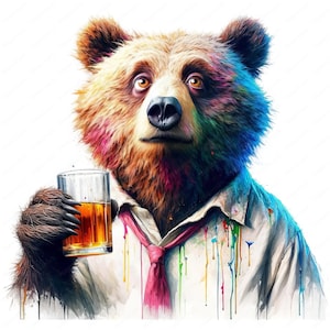 Funny Drunk Bear Clipart Humorous Drunk Bear Clipart Bundle 10 High ...