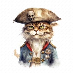 Pirate Cat Clipart 12 High-quality Jpgs Wall Art Paper - Etsy