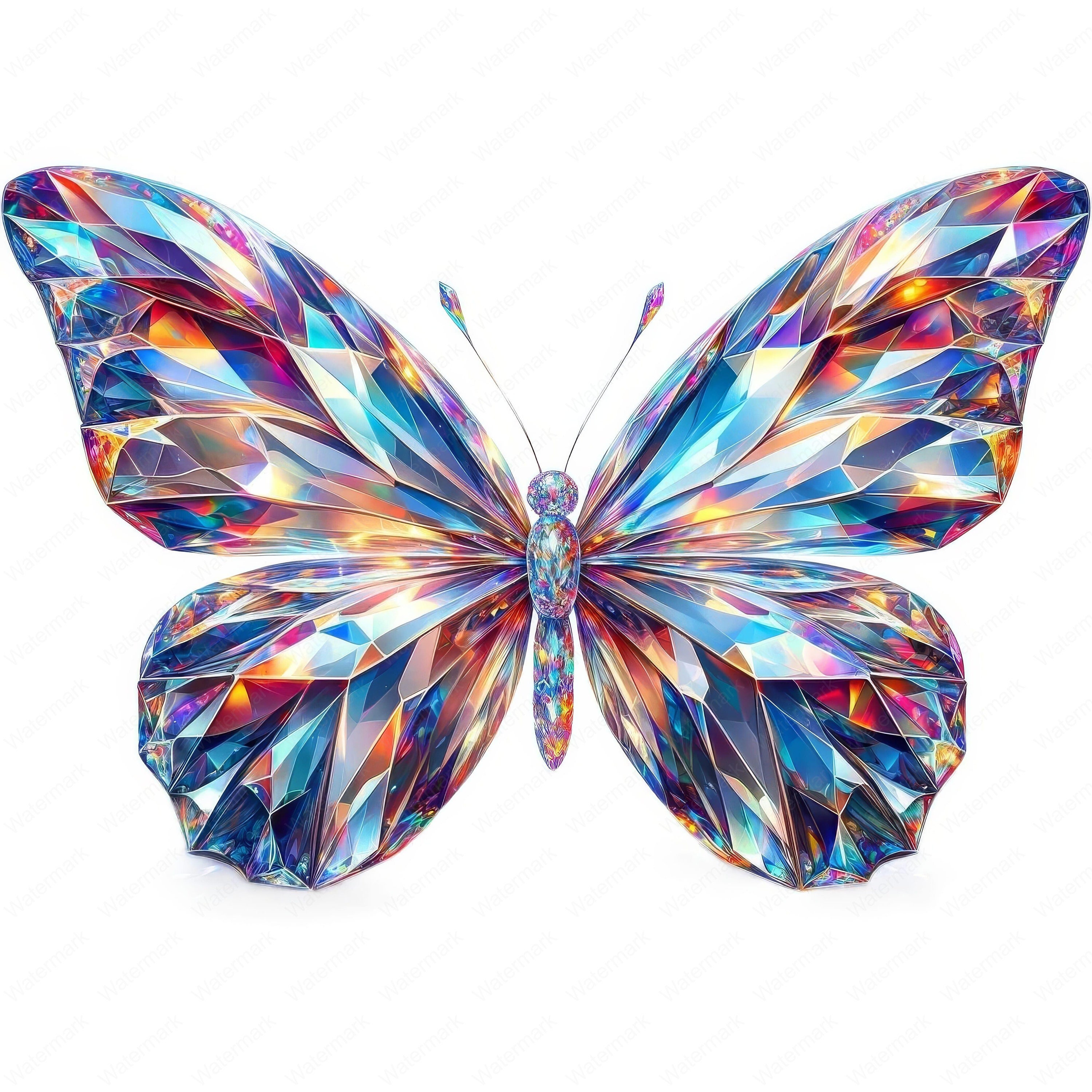 Crystal Butterfly Clipart Bundle: Sparkling Gemstone Designs (digital ...