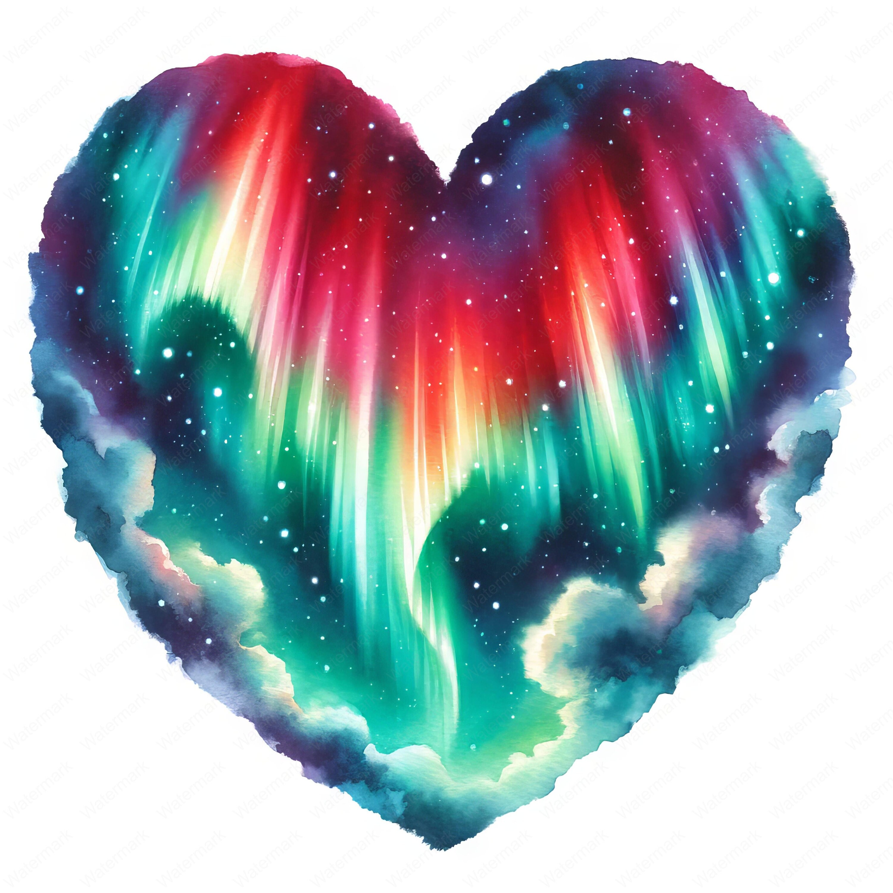 Aurora Heart Clipart: Northern Lights Design (digital Download) - Etsy