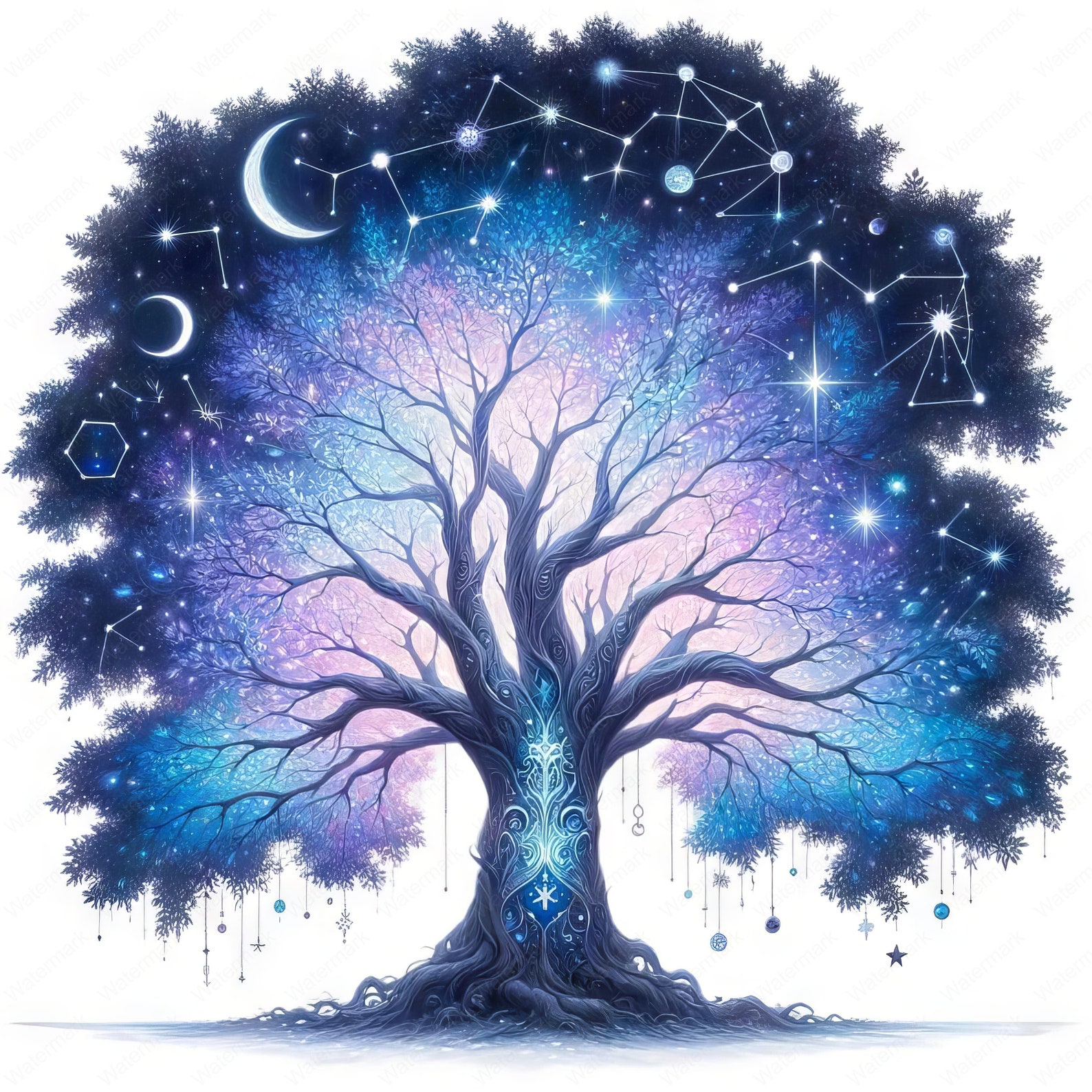Celestial Tree Clipart Bundle: Mystical Cosmic Art (digital Download ...