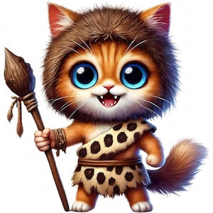 Caveman Clipart | Adorable Cat Clipart Bundle | 10 High-quality Designs ...