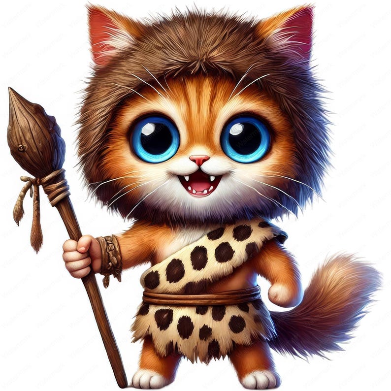 Caveman Clipart | Adorable Cat Clipart Bundle | 10 High-quality Designs ...