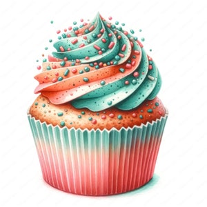Sprinkled Cupcake Clipart | Dessert Art, Commercial Use (digital ...