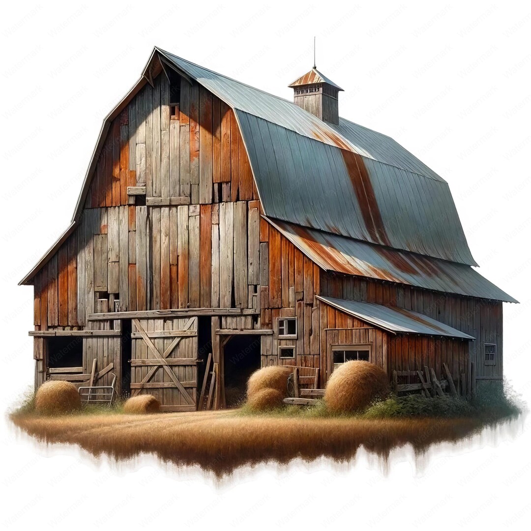 Rustic Barn Clipart | Vintage Farm Clipart Bundle | 10 High-quality Designs | Country Art ...