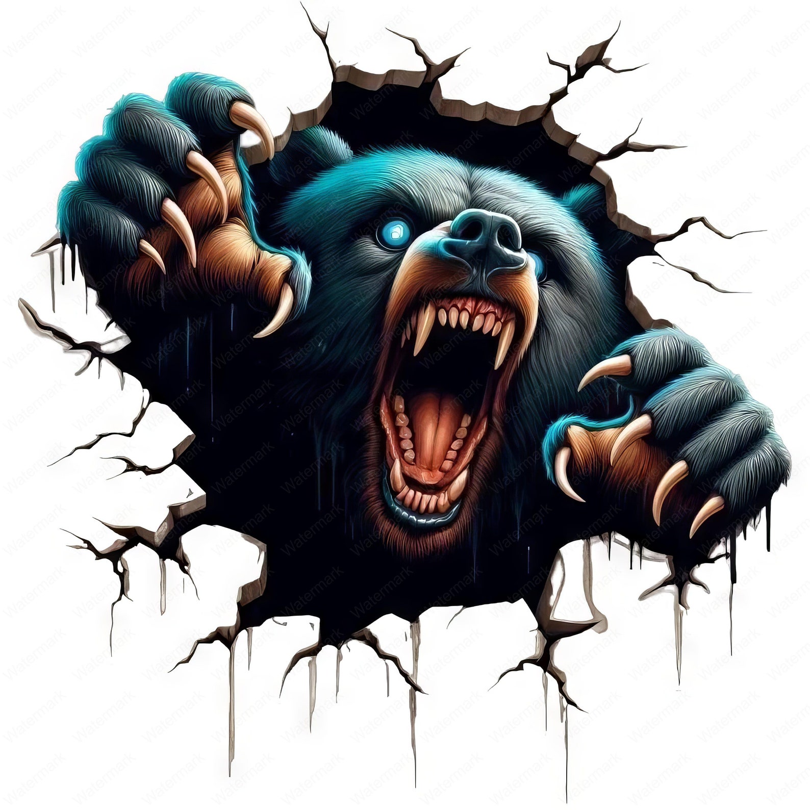 Terrifying Bear Clipart Bundle: Wildlife Art Printables (digital ...
