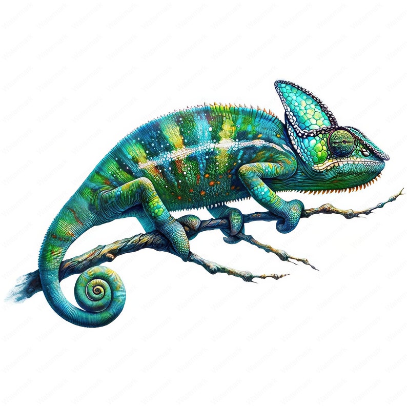 Colorful Chameleon Clipart Bundle: Reptile Art Printables (commercial ...