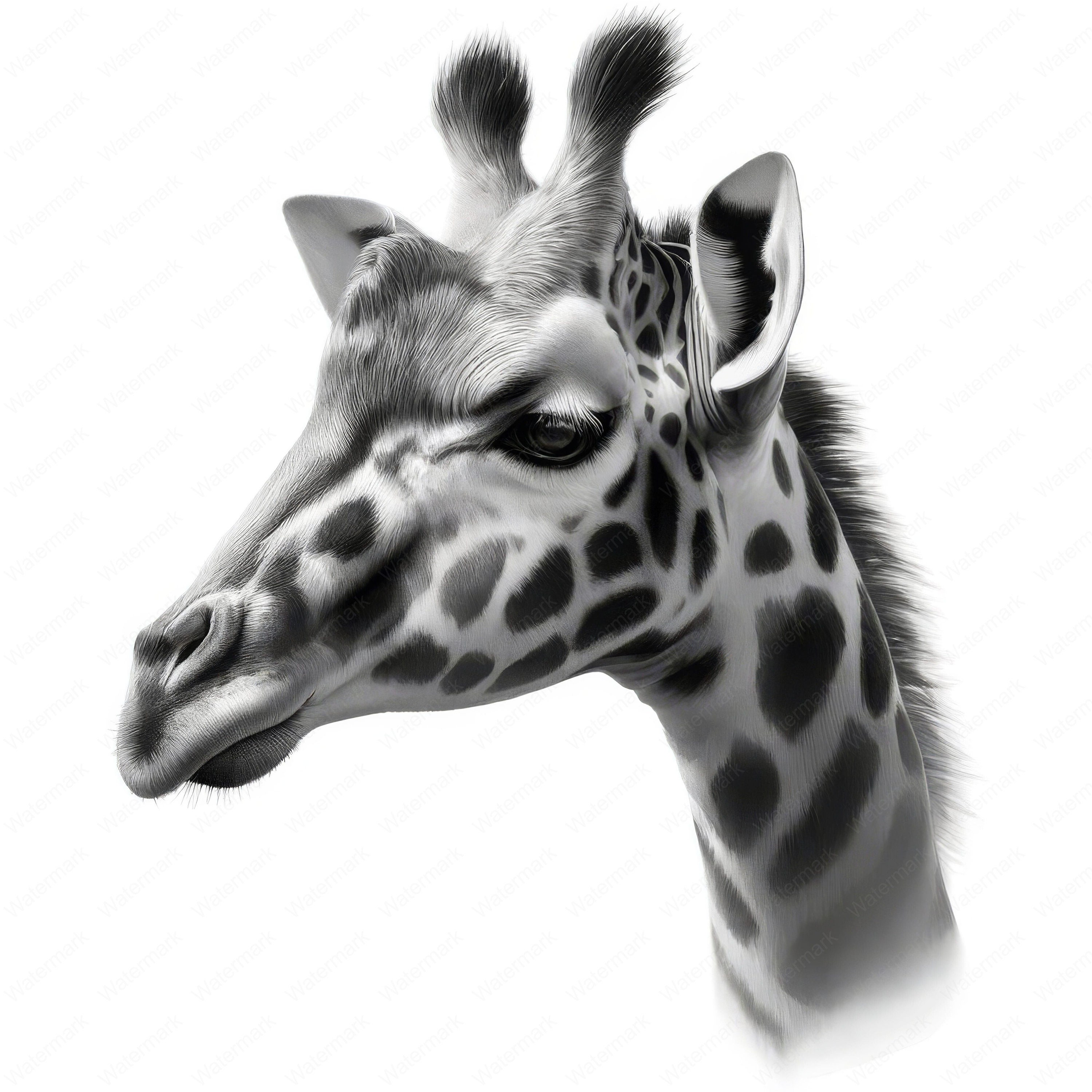 Black and White Giraffe Clipart | Detailed Wildlife Art (digital ...