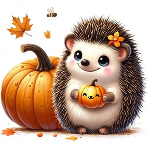 Autumn Hedgehog Clipart | Cute Fall Hedgehog Clipart Bundle | 10 High ...