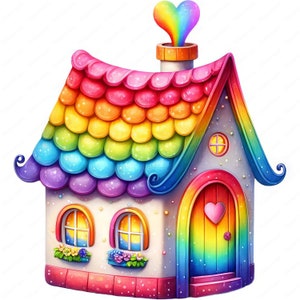 Rainbow House Clipart: Fantasy Art Designs (digital Download) - Etsy