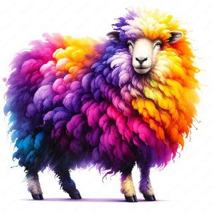Colorful Sheep Clipart | Vibrant Colorful Sheep Clipart Bundle | 10 ...