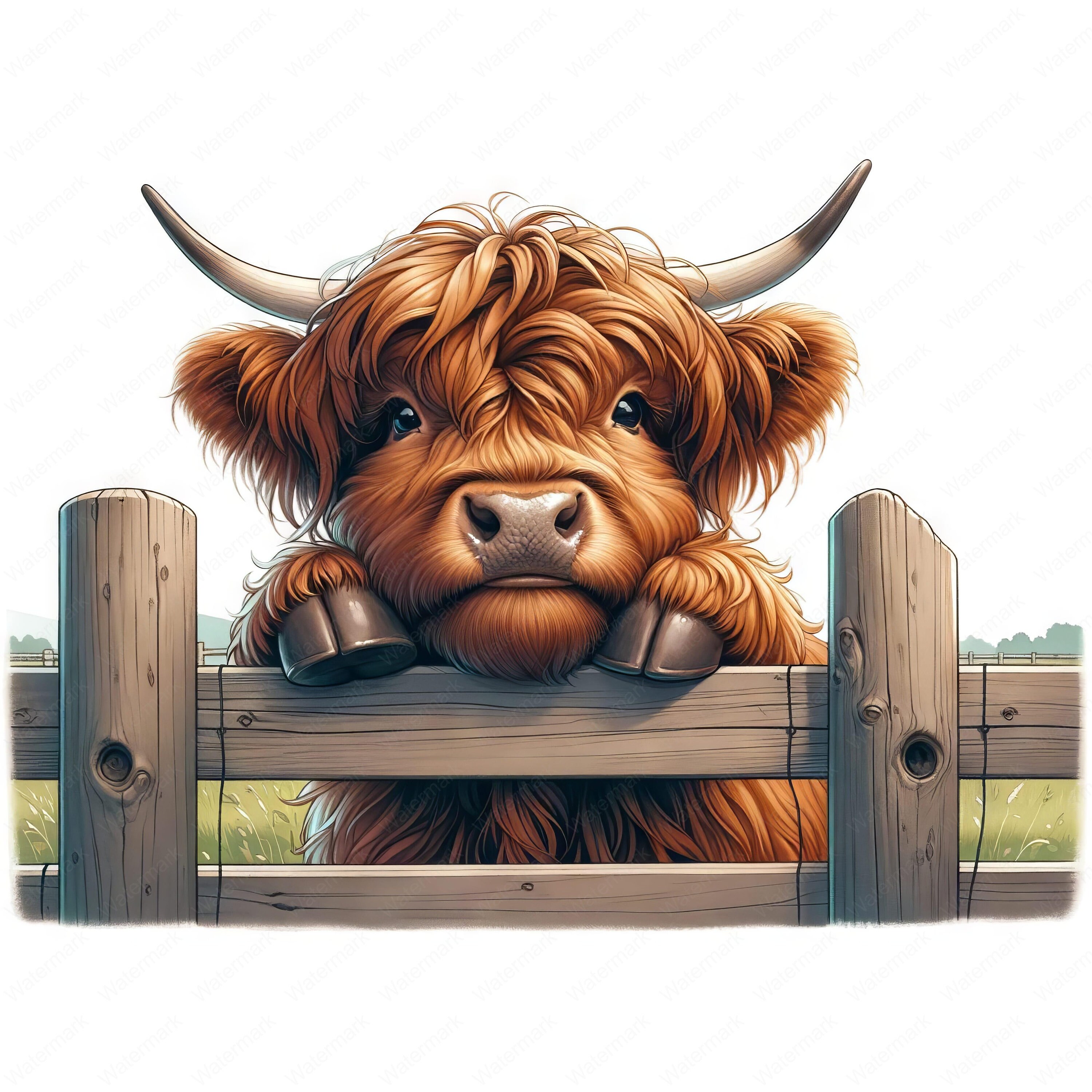 Baby Highland Cow Clipart Bundle: Farm Art Printables (commercial Use ...