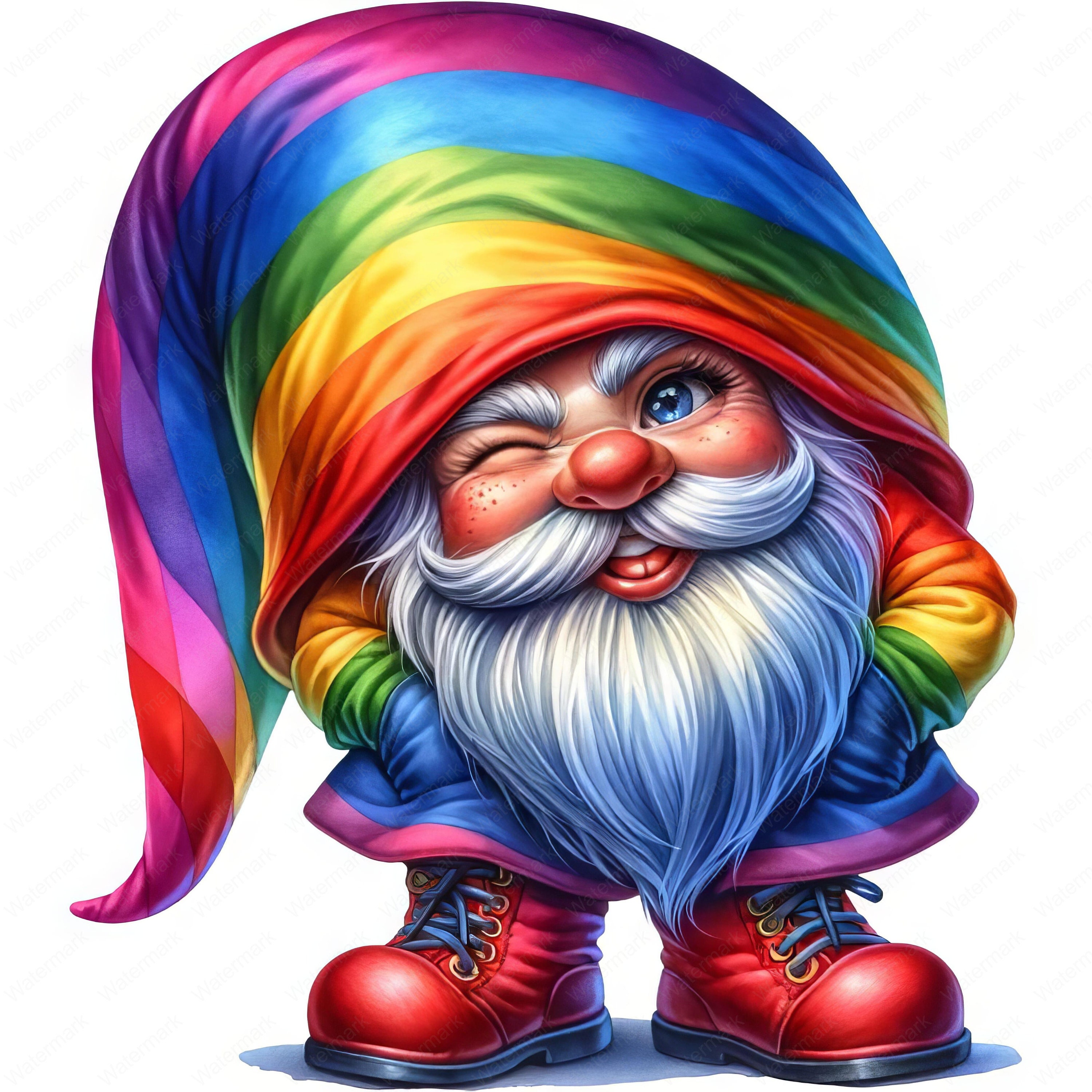 Rainbow Gnome Clipart Bundle: Fantasy Art Printables (digital Download ...
