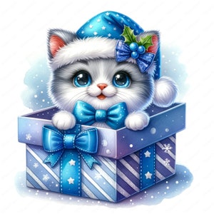 Christmas Cat Clipart Clipart Bundle 01 10 Festive Images Holiday Art ...