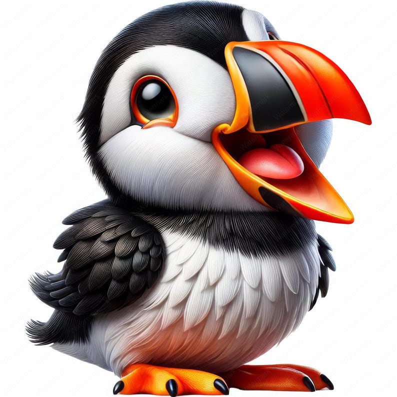 Playful Puffin Clipart Bundle: Cartoon Art Printables (commercial Use ...